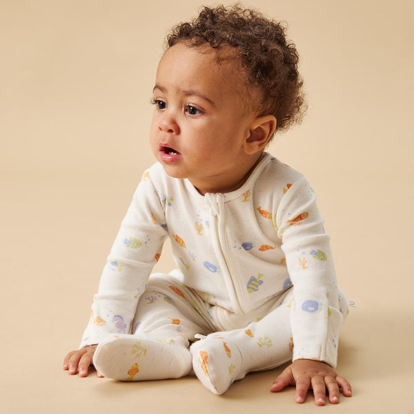 Little Fish Clever Zip Baby Pajamas | MORI US