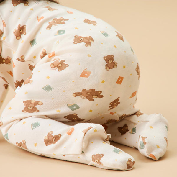 Teddy Bear Clever Zip Baby Pajamas | Baby Sleepwear | MORI US