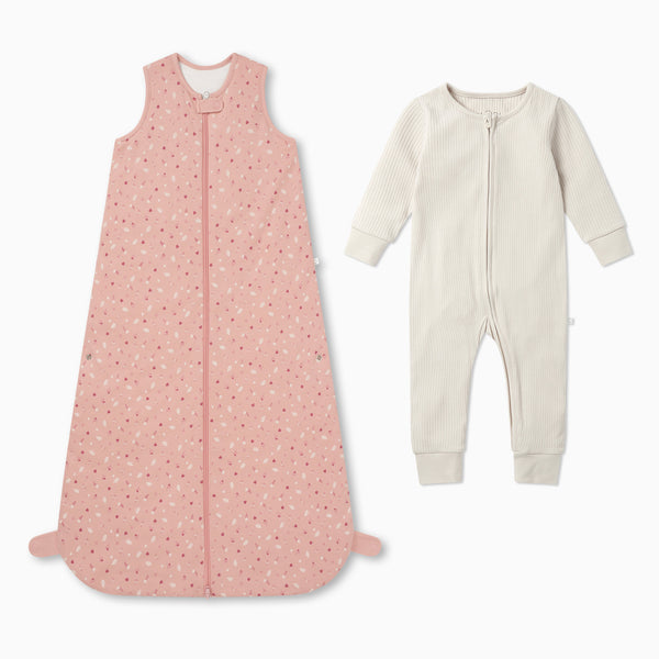 Floral & Plain Front Opening Bedtime Set 1.5 TOG | Baby Sleepwear | MORI US