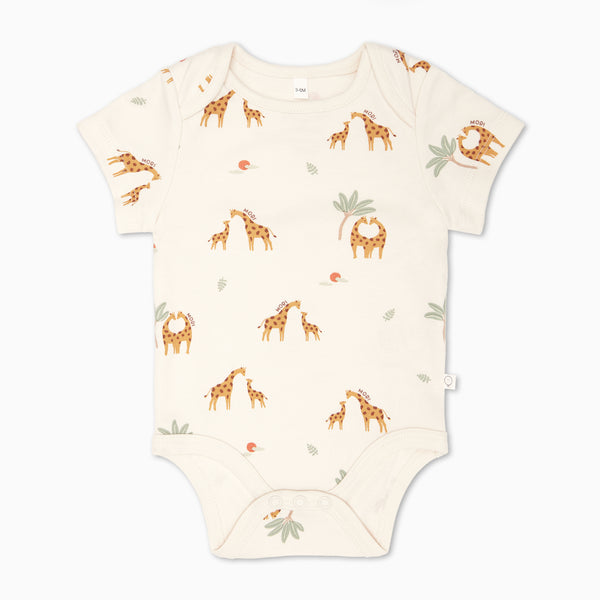 Giraffe Print Short Sleeve Bodysuit | Organic Baby Onesies | MORI US