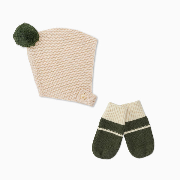 Knitted Bonnet Hat & Mittens Set | Winter Baby Clothing | MORI US