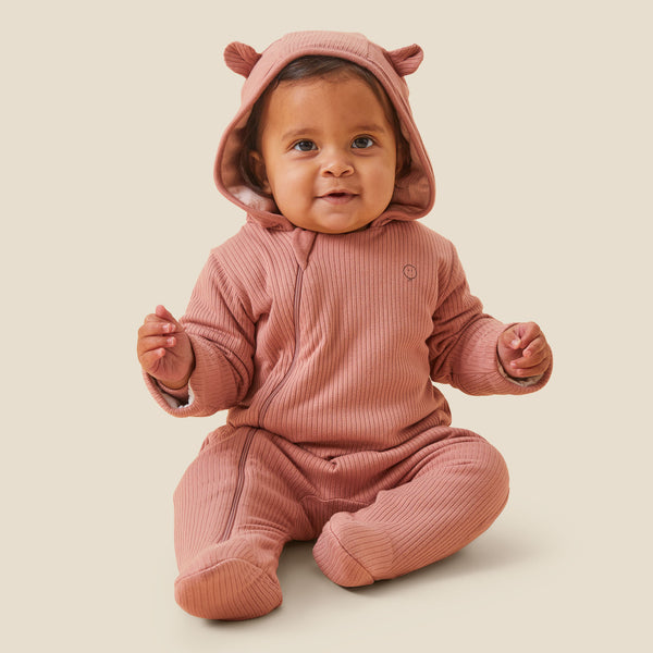 Ribbed Pramsuit | Bamboo & Organic Cotton Baby Zip-Up Pramsuit | MORI US