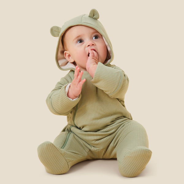 Ribbed Pramsuit | Bamboo & Organic Cotton Baby Zip-Up Pramsuit | MORI