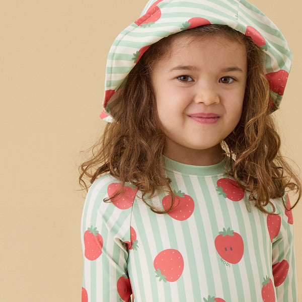 Shop Strawberry Stripe Floppy Sun Hat with UPF 50+ | MORI US