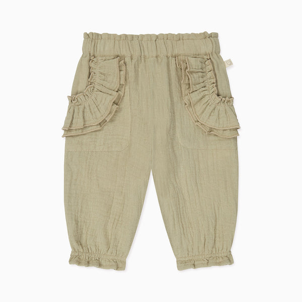 Sage Muslin Frilled Pants | MORI US