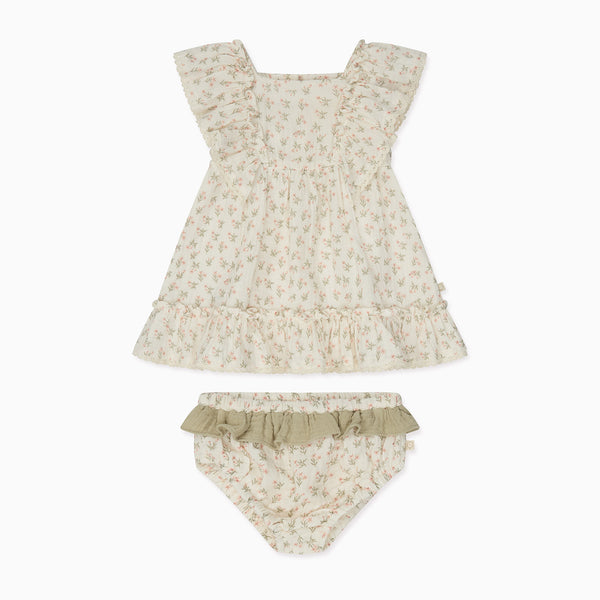 Floral Muslin Frilled Dress & Bloomers | MORI US