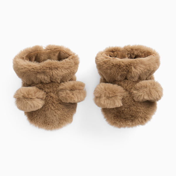 Shop Bear Faux Fur Baby Booties | MORI US