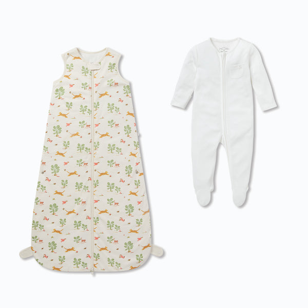 Rainforest & Plain Front Opening Bedtime Set 1.5 TOG | Baby Sleepwear ...