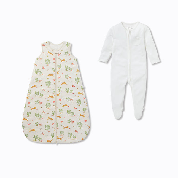 Rainforest & Plain Front Opening Bedtime Set 1.5 TOG | Baby Sleepwear ...